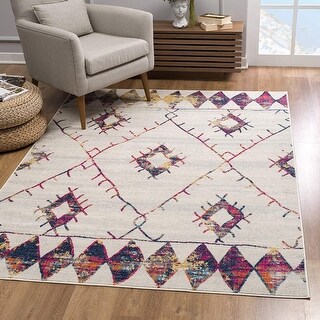 8' x 11' White Berber Pattern Area Rug - 3'6" Round - Bed Bath & Beyond ...