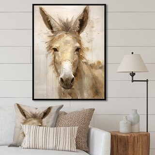 Designart "Sophisticated Donkey Portrait I" Animal Donkey Framed Canvas ...