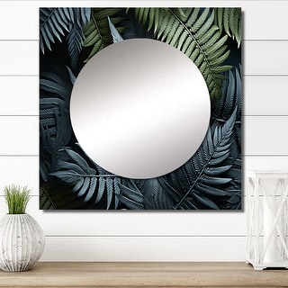 Designart "Fern Fronds in Green" Plants Wall Mirror - Floral Square ...