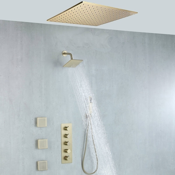 Triple Heads 12" Rainfall & Two 6" High Pressure Shower System with 3 ...