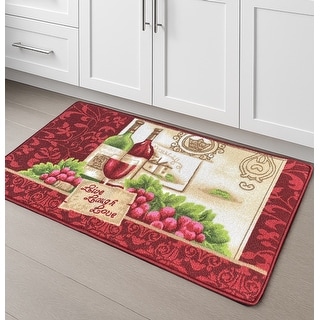 Burgundy Red Washable Kitchen Mat With Non-Slip Backing - 19"x39" - 19 ...