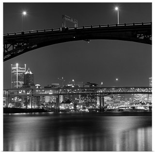 "Ross Island bridge at night with city of Portland, Oregon in ...