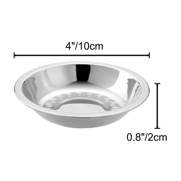 Stainless Steel Round Soy Sauce Container Dish Bowl Silver Tone 10cm ...