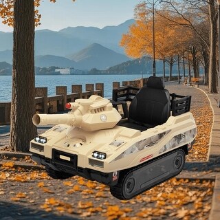Electric Ride-On Car Tank with Rotating Turret and Cannon, 24V, Remote ...