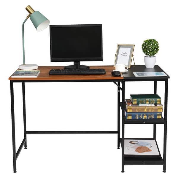 Retro Color Black Particleboard Paste Triamine Stitching Computer Desk ...