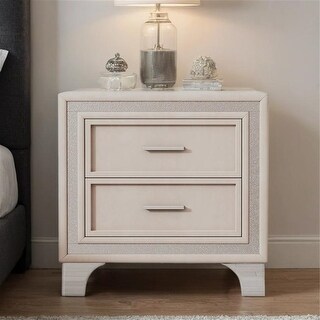 Nightstand with Silver Glitter Strip Decor and Metal Legs, 2 Drawers ...