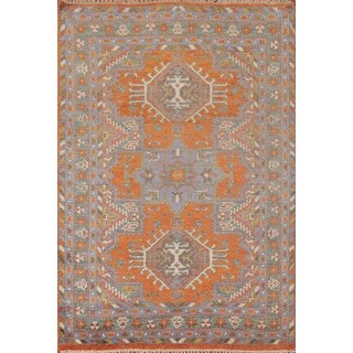 Orange Geometric Kazak Oriental Foyer Rug Handmade Wool Carpet - 4'1" x ...