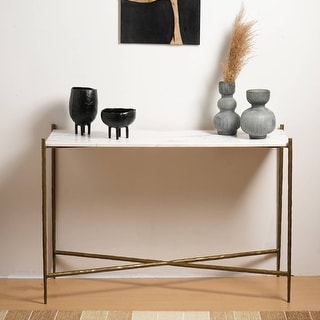 Expobazaar Wrought Iron Console Table with Marble Top - Bed Bath ...