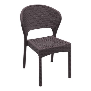 32" Brown Patio Wickerlook Stackable Dining Chair - Bed Bath & Beyond ...