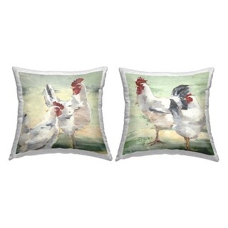 Stupell Farmhouse Hens Chickens Animals Printed Outdoor Throw Pillow Design by Ethan Harper (Set ...