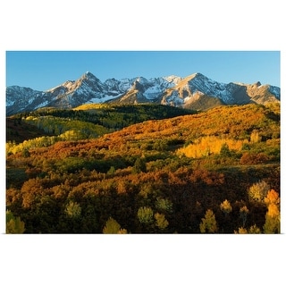 "Trees with mountain range in the background at dusk, Aspen, Pitkin ...