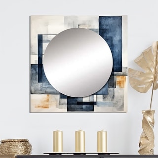 Designart "Indigo Illusion Abstract Shapes" Abstract Shapes Wall Mirror ...