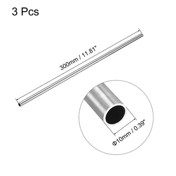 304 Stainless Steel Tube, 10mm OD 0.8mm Wall Thickness 300mm Length 3 ...