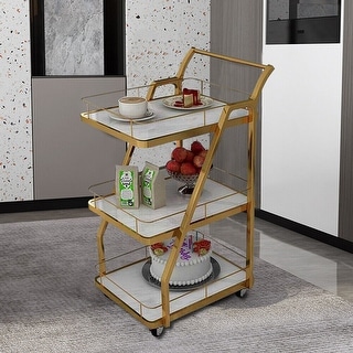 3-Tier Bar Cart Storage Serving Cart Rustic Mobile Serving Rolling ...