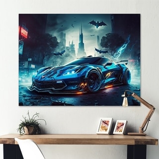 Designart "Blue And Black Exotic Car Velocity I" Exotic Car Wall Decor ...