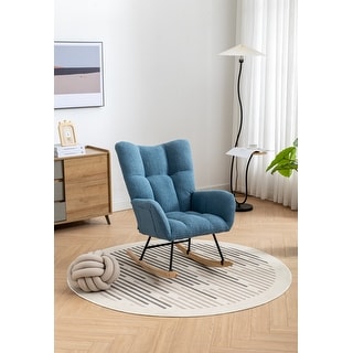 Blue Teddy Velvet Recliners Lounge Wingback Glider Rocker - Bed Bath ...