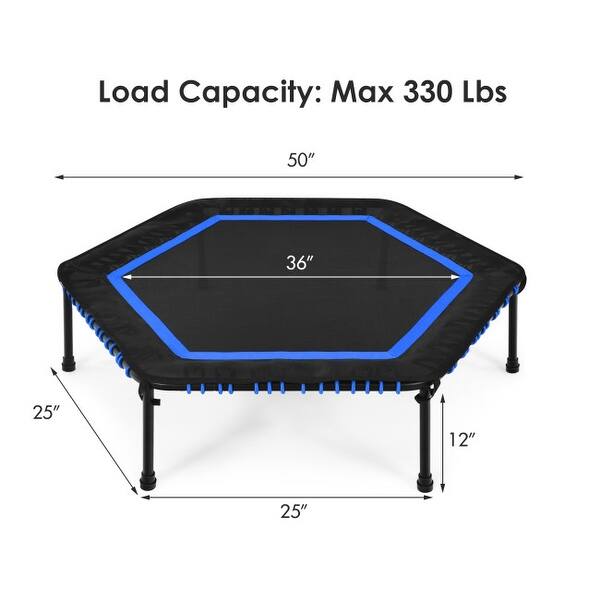 50" Hexagonal Fitness Trampoline Exercise Rebounder with Pad - 12"H X ...