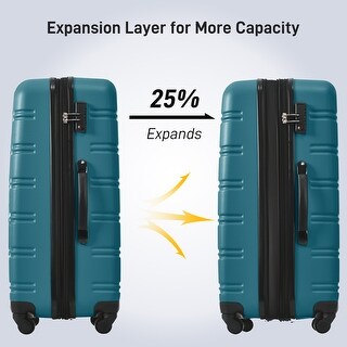 2 Piece Set Suitcase Hardshell Lightweight Rolling Luggage, Dark Green ...