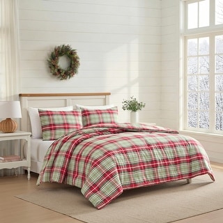 Laura Ashley Mulholland Plaid Red Cotton Flannel Reversible Comforter ...