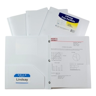 C-Line 2-Pocket Poly Portfolio with Prongs, White, Pack of 25 - Bed ...