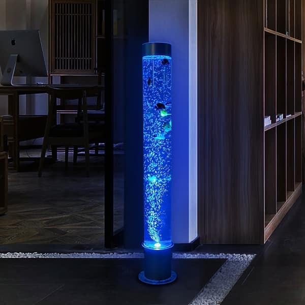 3.4 Ft LED Bubble Tube Lamp, Fake Fish Tank Bubble Light, Remote Ctrl ...