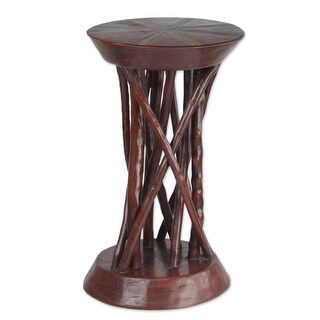 Handmade Red Wood Wood accent table (Ghana) - 19.25" H x 11.5" W x 11.5 ...