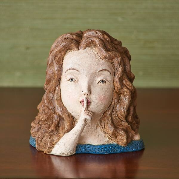 Art & Artifact Shhh! Girl Sculpture - Female Statue Motions for Quiet ...