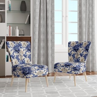 Designart "Victorian Cobalt Blue Brocade Victorian Pattern II ...