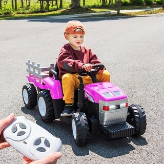Pink Ride on Tractor wTrailer Kids'C Electric Excavator Vehicles - Bed ...