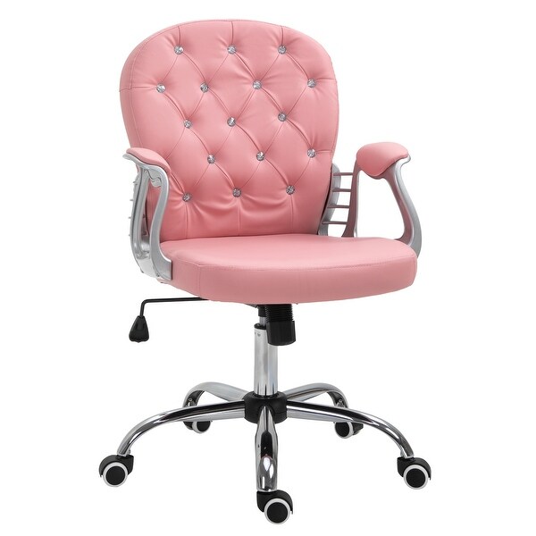 Vinsetto Faux Leather Office Chair Tufted Backrest Swivel Rolling Wheels Task Chair with Height Adjustable Armrests On Sale Bed Bath Beyond 31629390