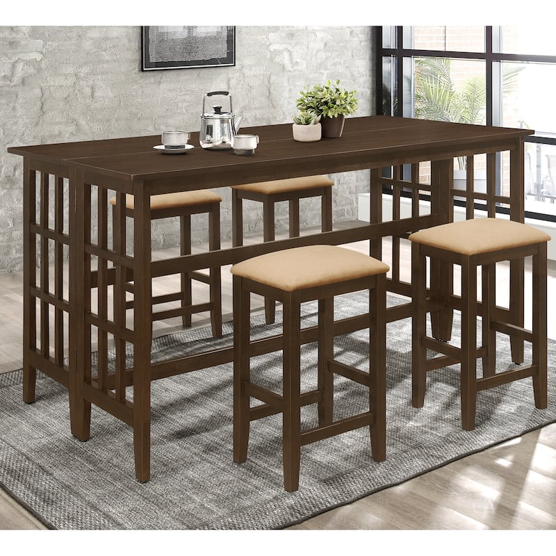 Continental Counter Height 5-piece Dining Set with Folding Table Top ...