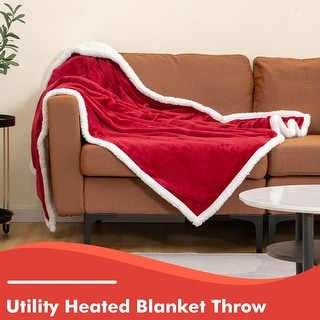 60" x 50" Electric Heated Blanket Throw Reversible Red - Bed Bath ...