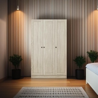 3-Door Shutter Wardrobe with shelves - Bed Bath & Beyond - 40304854