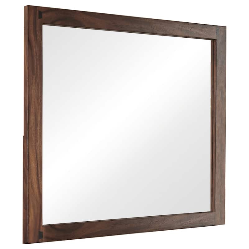 44 Inch Rectangular Wood Frame Mirror, Brown - Overstock - 31959791
