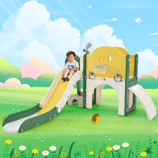 Kids Slide Playset Structure 7 in 1, Freestanding Spaceship Set with ...