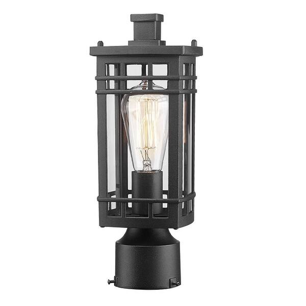 Modern Outdoor Post Light with Clear Glass Shade and Black Finish - Bed ...