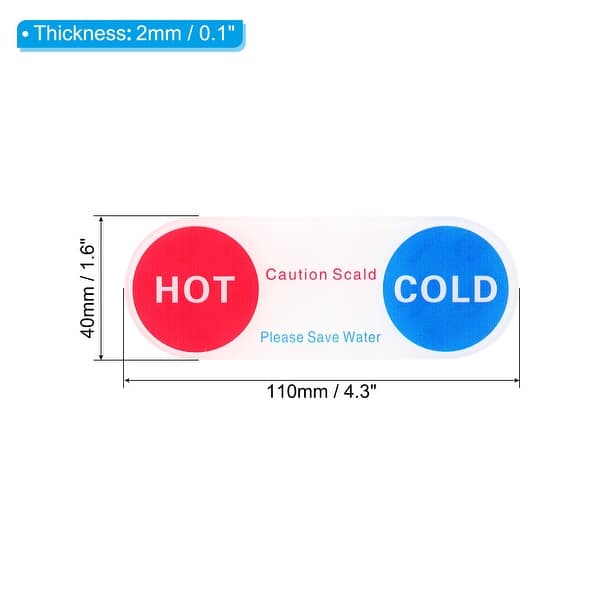 Self Stick Hot/Cold Water Labels, Acrylic Waterproof Adhesive Stickers ...