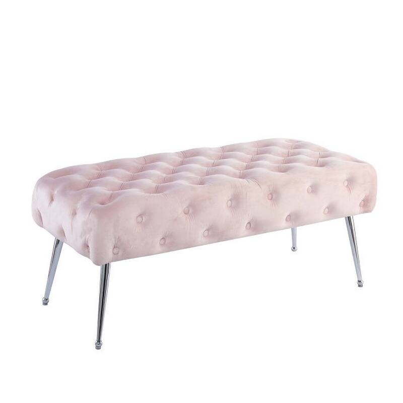 Vivienne Velvet Tufted Bench - Overstock - 37209035