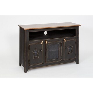 Primitive Pine 50" TV Stand with Star Cut Outs - Bed Bath & Beyond ...