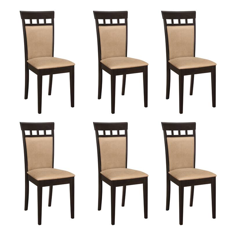 Alencon Beige and Cappuccino Upholstered Dining Chairs (Set of 6) - On ...
