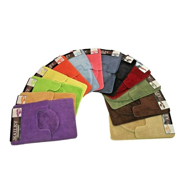 Hailey 3 Piece Bath Rug Set, Bath Mat, Contour Rug, Lid Cover, Soft ...