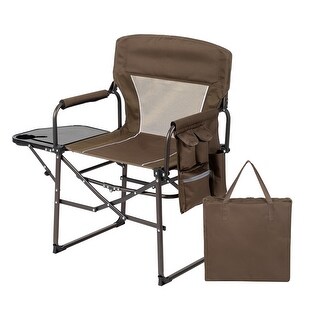 Heavy Duty Camping Directors Chair with Side Table Storage Pockets ...