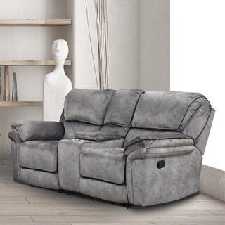 Rory Gray Manual Microsuede Reclining Loveseat with Fabric Lined ...