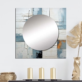 Designart "Cubism Blue And White Fight I" Abstract Shapes Wall Mirror ...