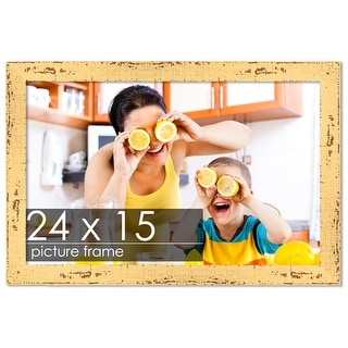 24x15 Shabby Chic / Farmhouse Yellow Complete Wood Picture Frame with ...