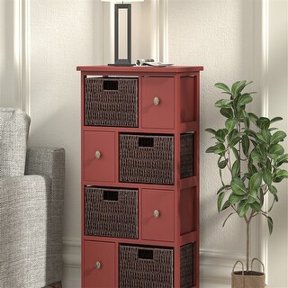 Mondern Red Storage Cabinet, Accent Cabinet With Removable Storage Box ...