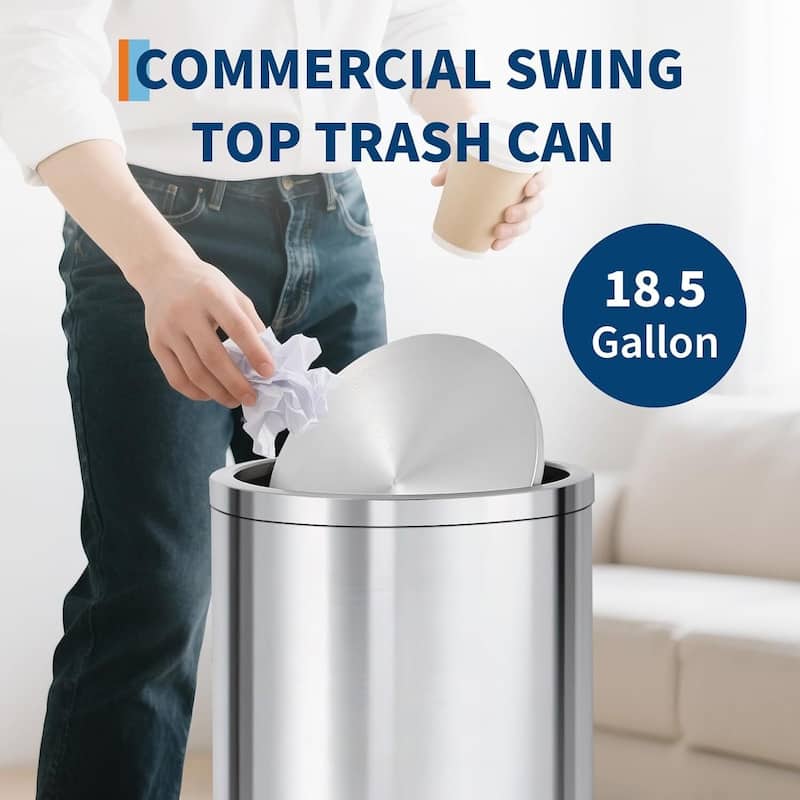 Kitchen Garbage Can, Trash Can with Flipping Lid & Removable Inner ...