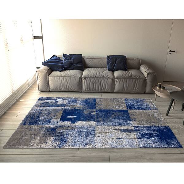 Twist Contemporary Modern Color Block Area Rug - 5' 3" x 7' 6" - Bed ...