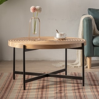 33"Modern Thread Design Round Coffee Table - Bed Bath & Beyond - 38248074