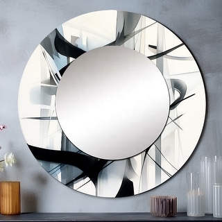 Designart "Abstract Neutral XII" Modern Geometric Round Mirror - Modern ...